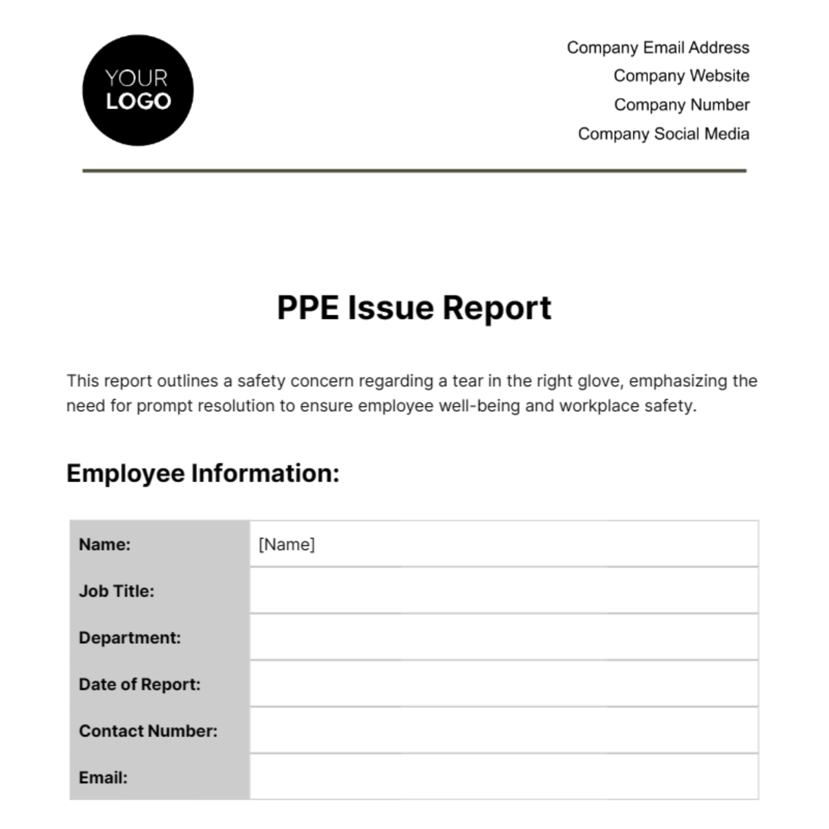 Workplace Incident Impact Assessment Report Template - Edit Online ...