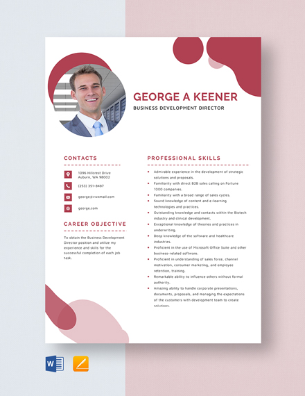 Professional Development Director Resume - Download in Word, Apple ...