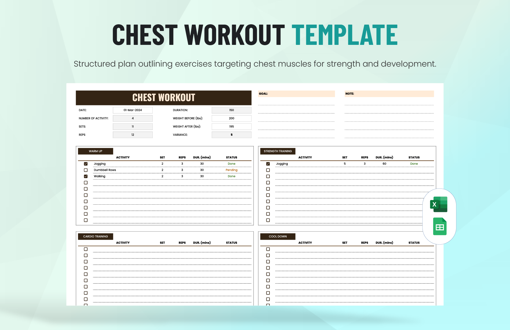 Editable Workout Planner Templates In Excel To Download Editable Workout Planner Templates In Excel To Download