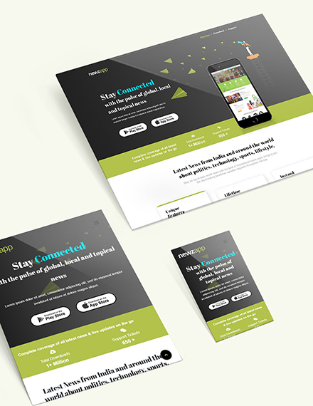Free News App Landing Page Template - HTML5, PSD | Template.net