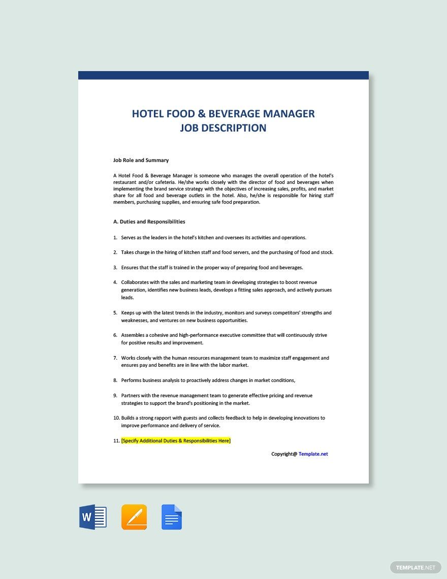 FREE Food Manager Job Description Word Template Download Template free-food-manager-job-description-word-template-download-template