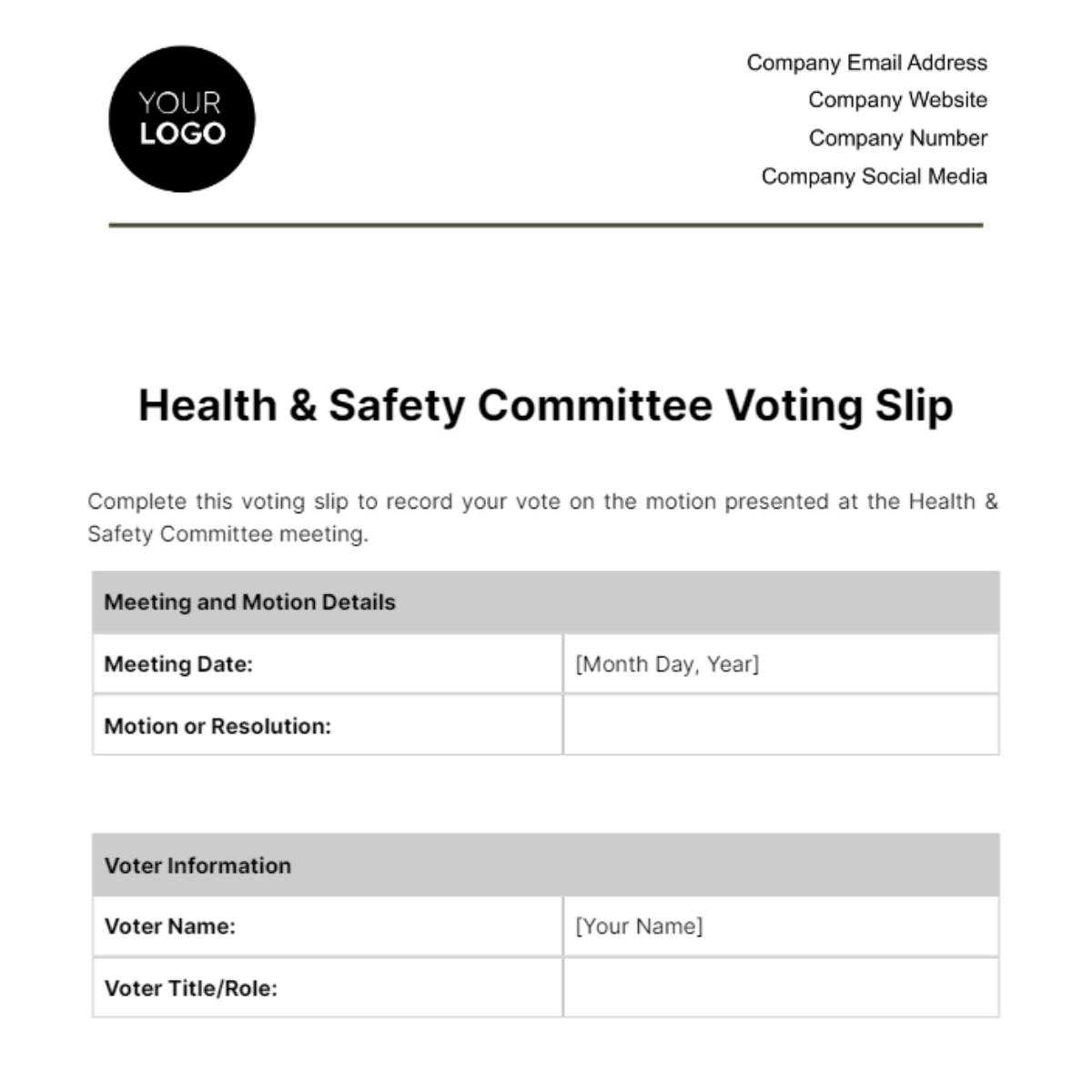 Health & Safety Committee Questionnaire Template - Edit Online ...
