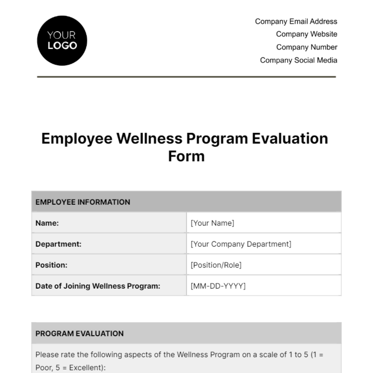 Employee Exercise Program Schedule Template - Edit Online & Download ...