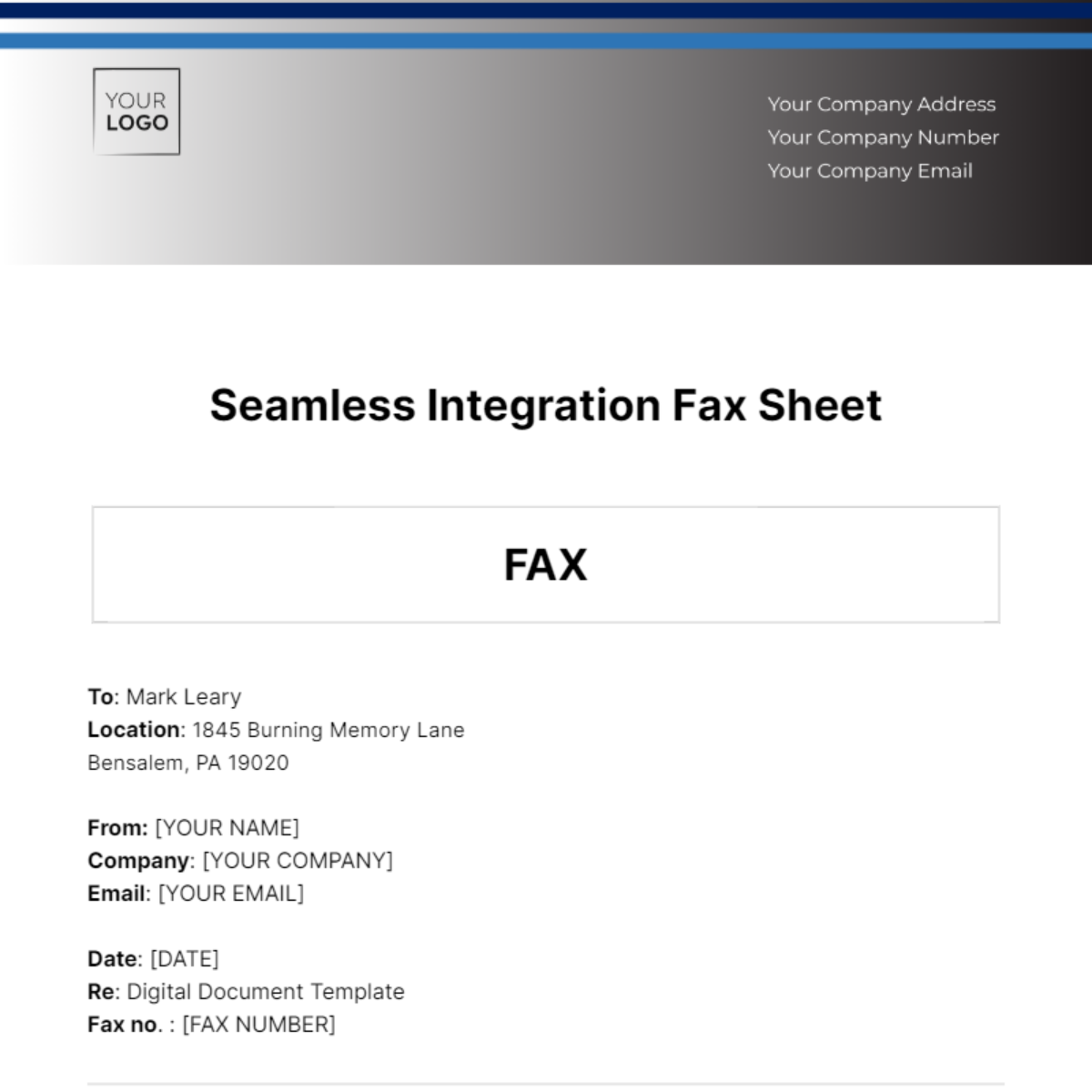 Seamless Integration Fax Sheet Template - Edit Online & Download ...