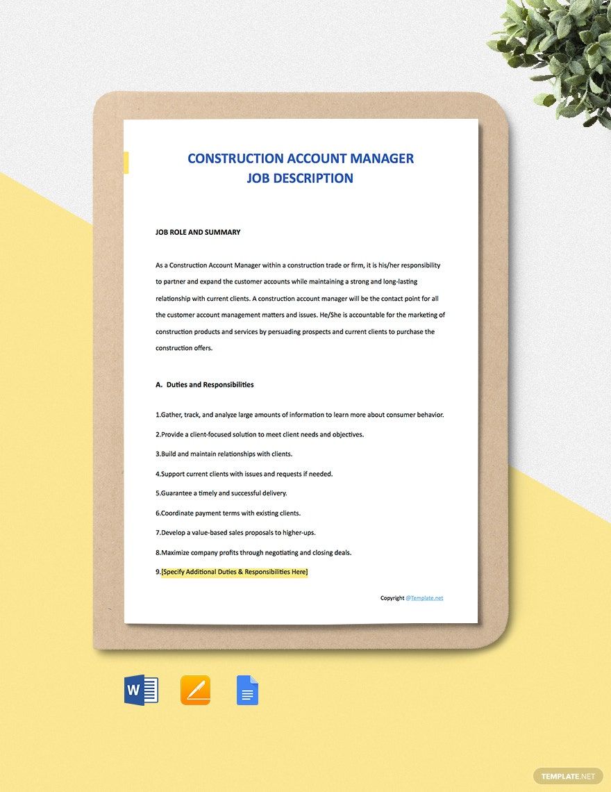 Construction Manager Civil Job Ad and Description Template - Google ...