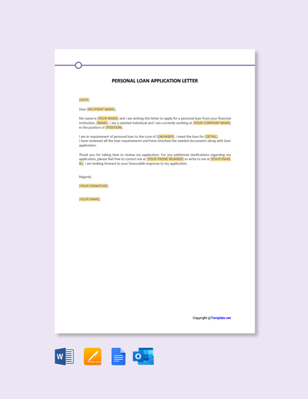 FREE Loan Request Letter Template - Word (DOC) | Google Docs | Apple ...