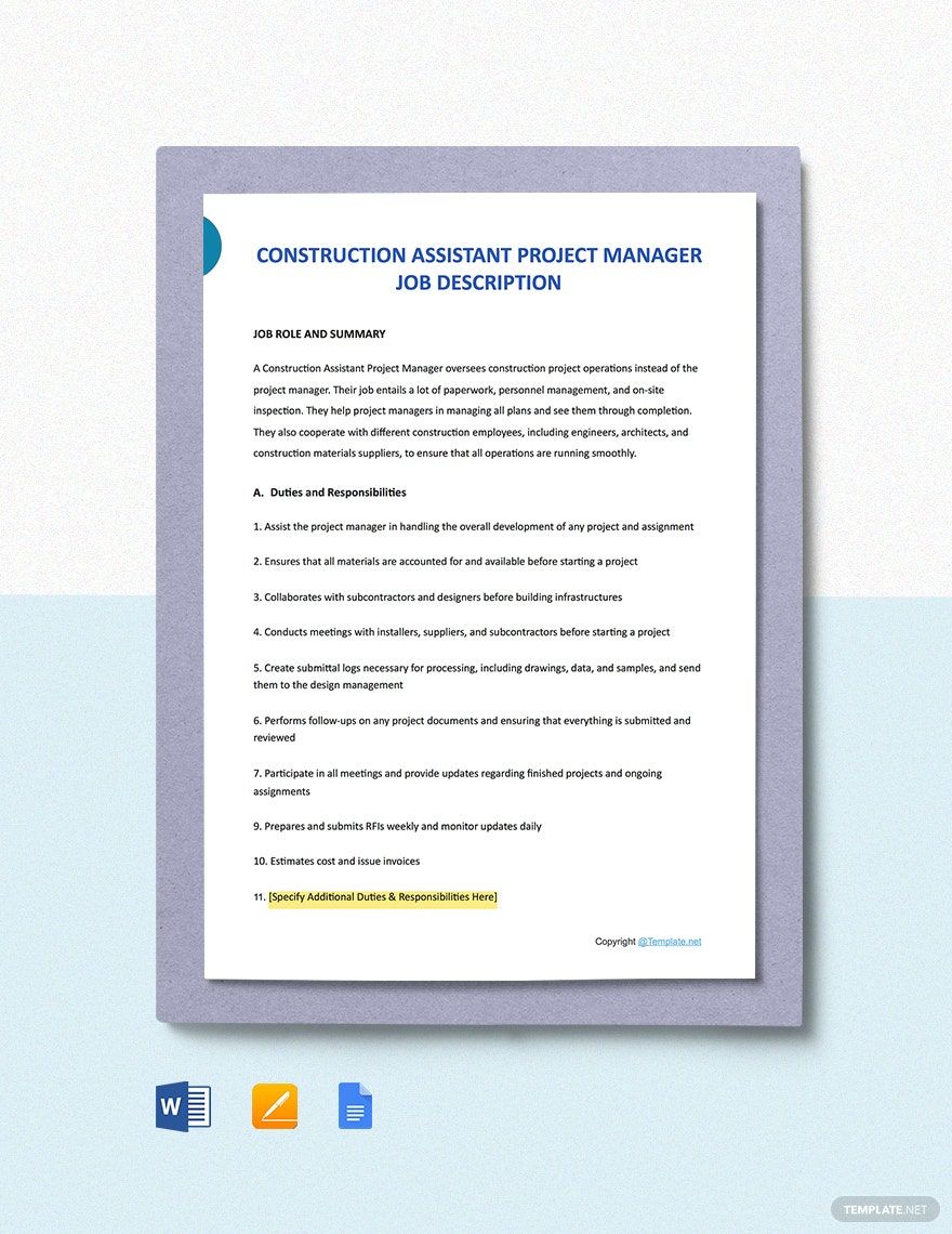 Oil And Gas Project Manager Job Ad And Description Template Google Docs Word Template