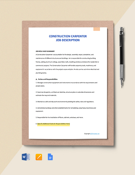FREE Rough Carpenter Cover Letter Template - Word | Google Docs | Apple ...