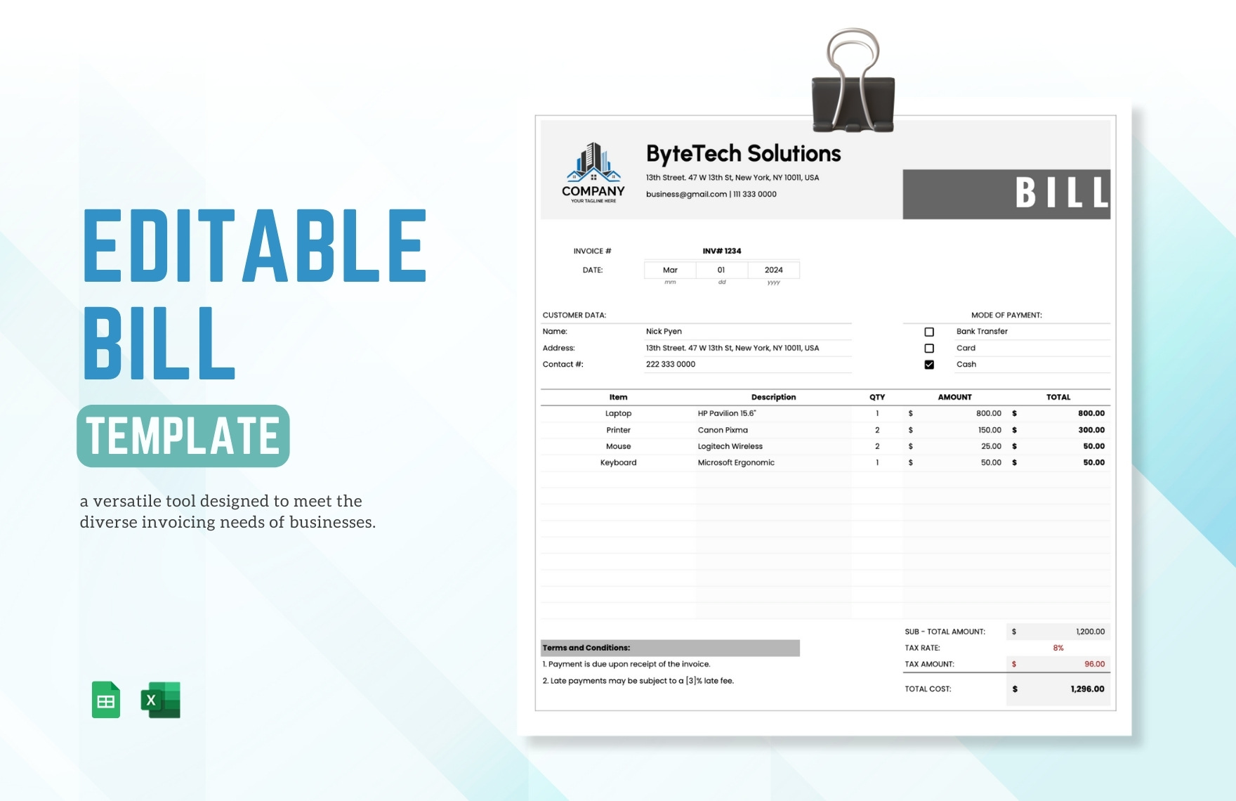 Grocery Bill Template In Excel Google Sheets Download Template
