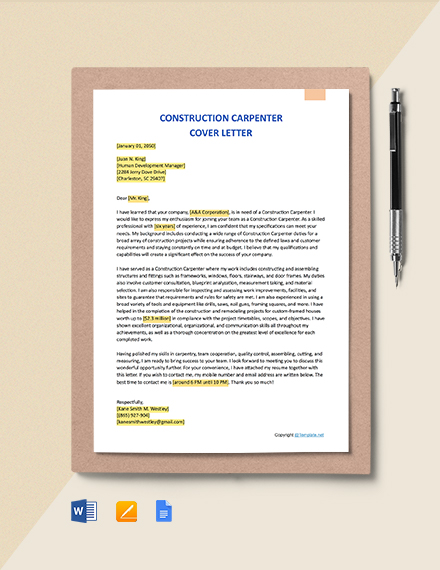FREE Simple Carpenter Resume Template - Word (DOC) | PSD | InDesign ...