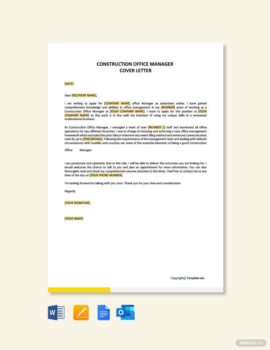 Construction Office Manager Cover Letter Template Google Docs Word 