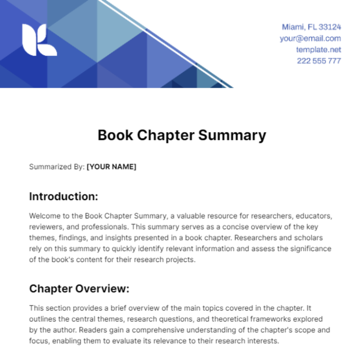 Disease Summary Template - Edit Online & Download Example | Template.net