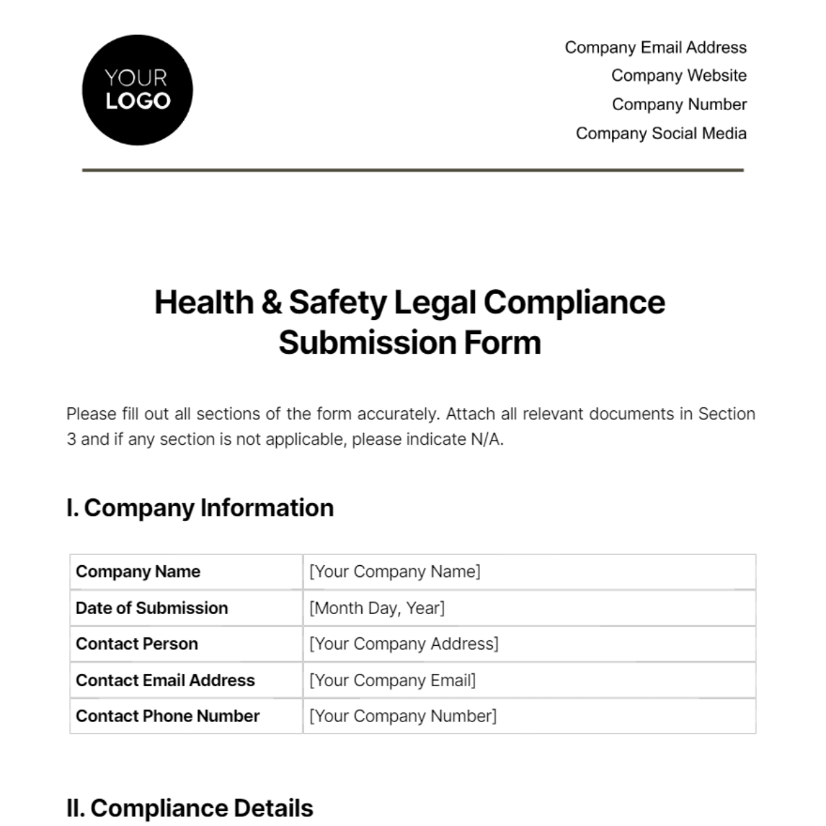 Health & Safety Legal Compliance Submission Form Template - Edit Online ...
