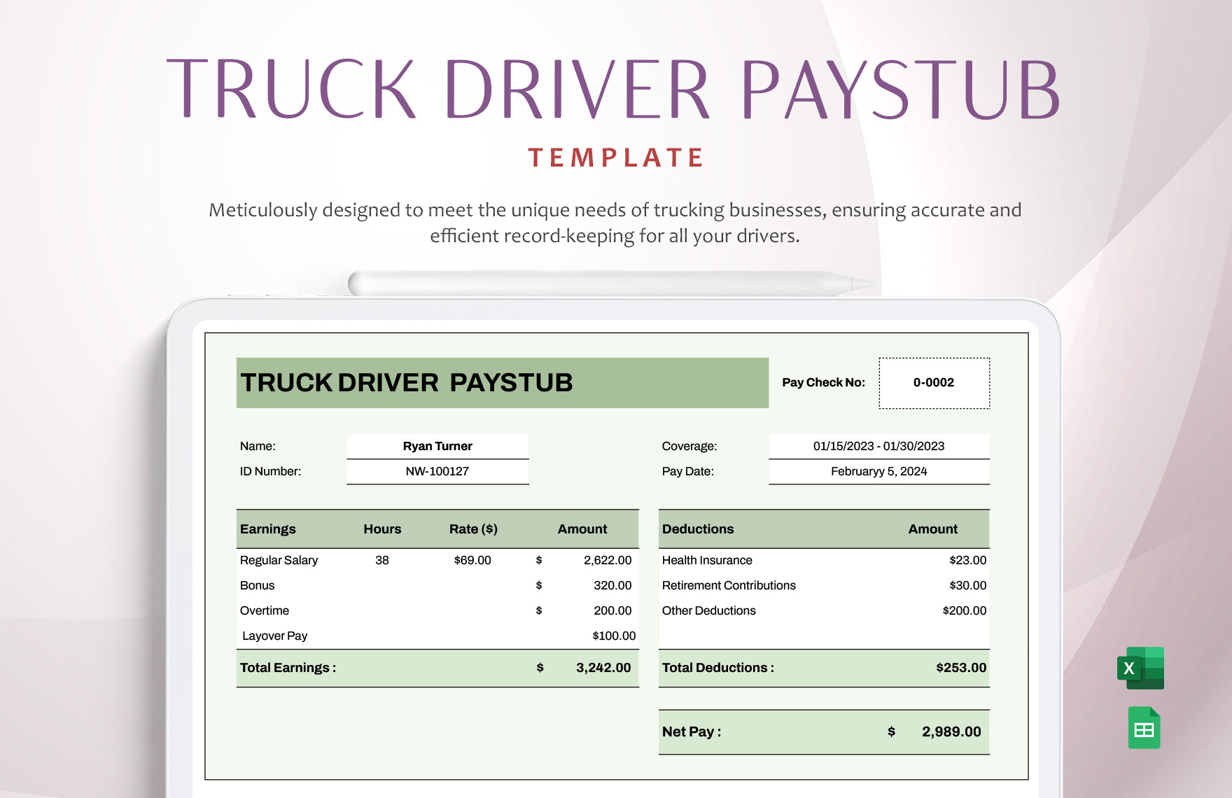 Editable Paystub Templates In Excel To Download