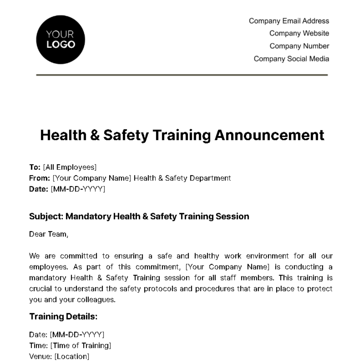 Health & Safety Campaign Statement Template - Edit Online & Download ...