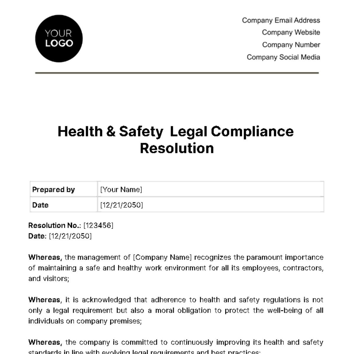 Workplace Risk Management Compliance Form Template - Edit Online ...