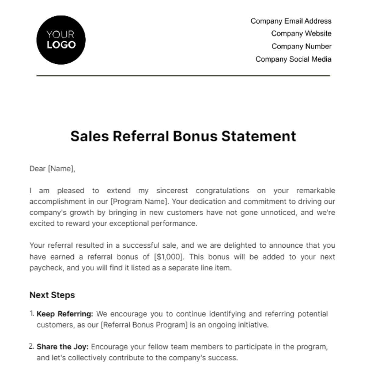Free Referral Templates To Edit Online