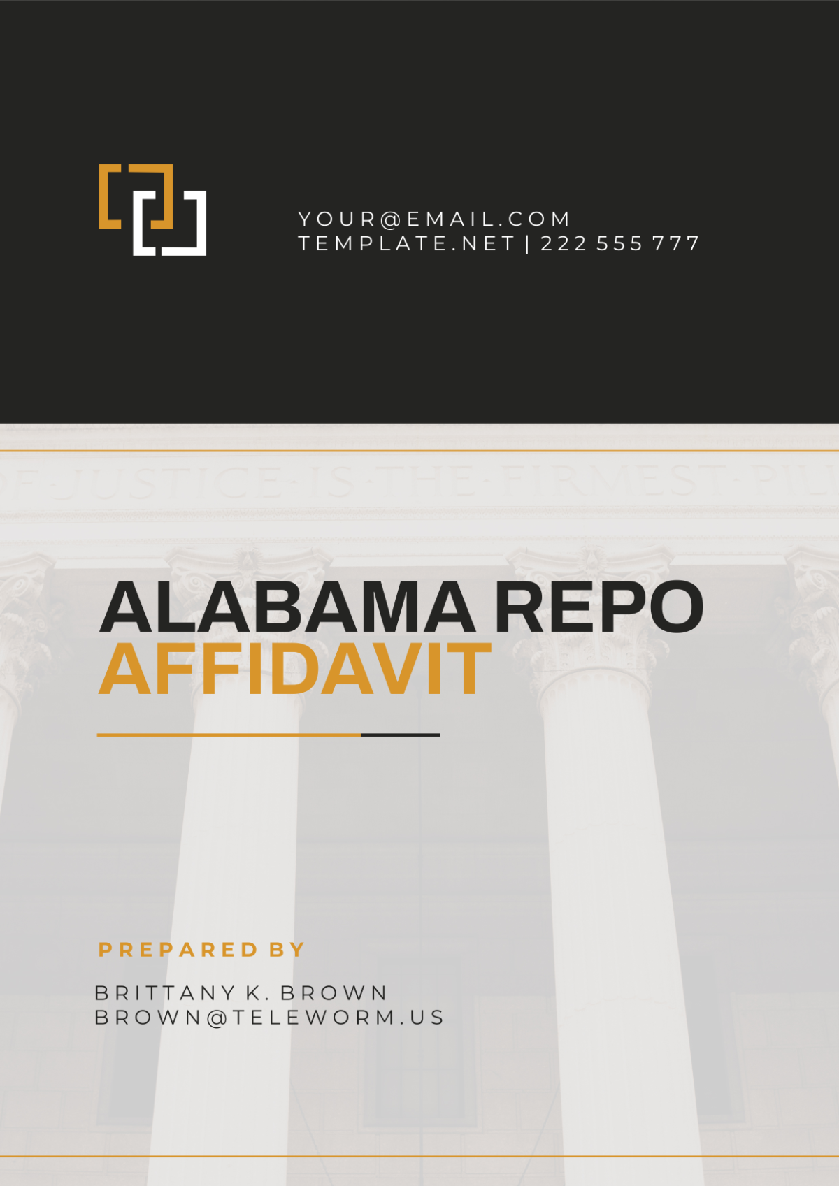 Alabama Repo Affidavit Cover Page Template - Edit Online & Download ...