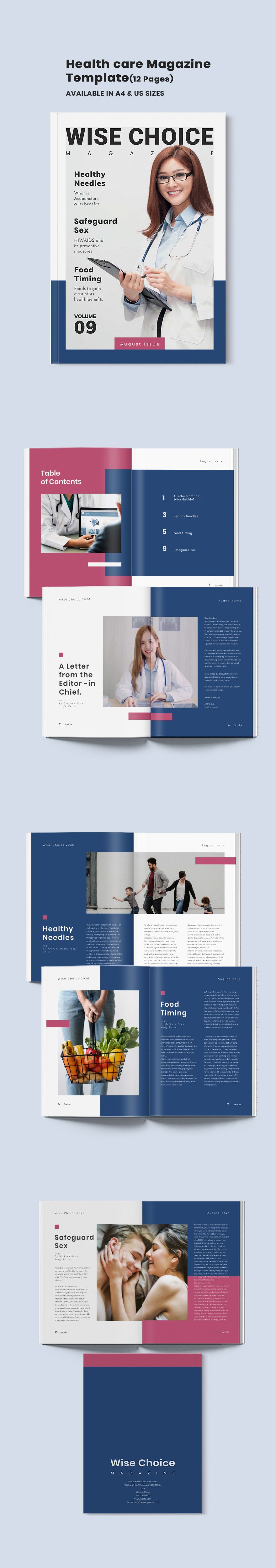 Free Printable Health Magazine Template - InDesign, Word, Apple Pages ...