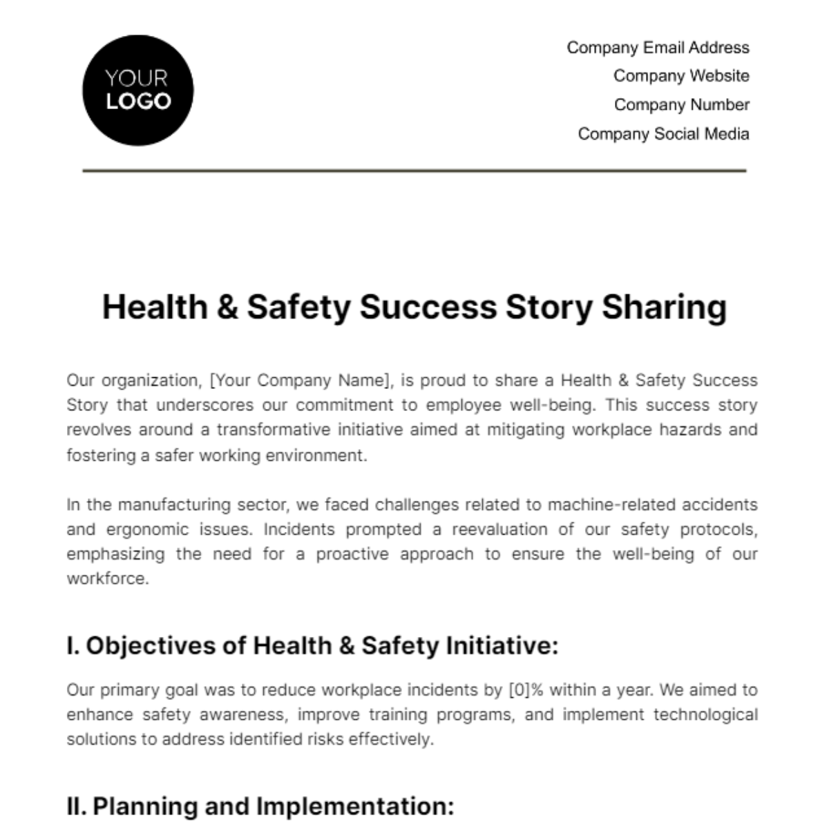 Health & Safety Success Story Sharing Template - Edit Online & Download ...