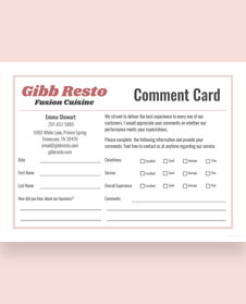 Guest Comment Card Template in Microsoft Word, PDF | Template.net