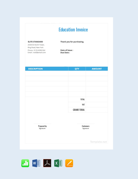 FREE Standard Invoice Template - PDF | Word (DOC) | Excel | PSD | Apple ...