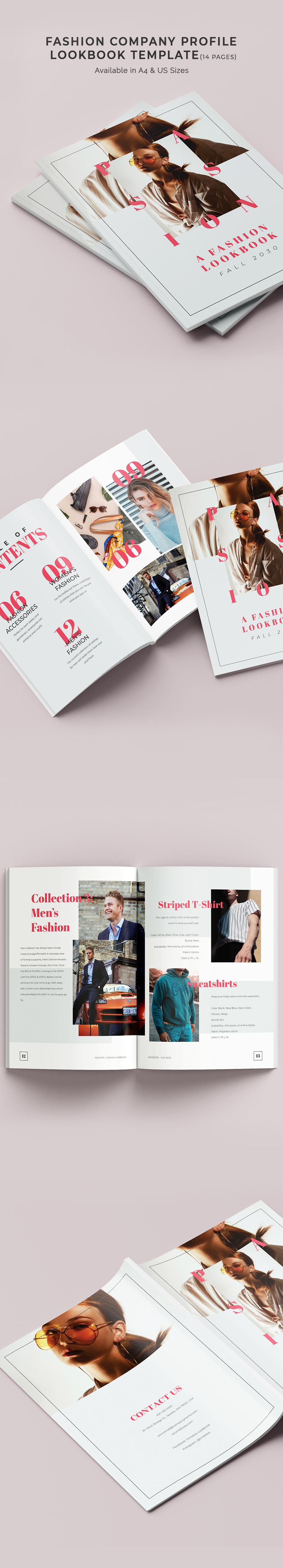 Fashion Company Profile Lookbook Template - InDesign, Word, Apple Pages ...