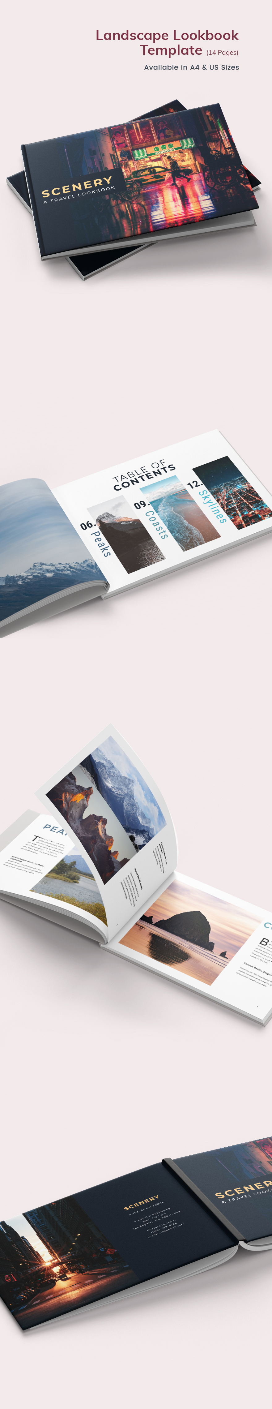Landscape Lookbook Template - InDesign, Word, Apple Pages, Publisher ...