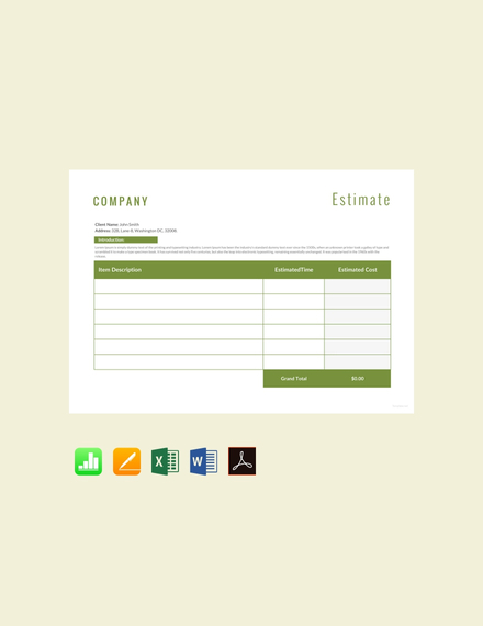Landscape Estimate Template Free