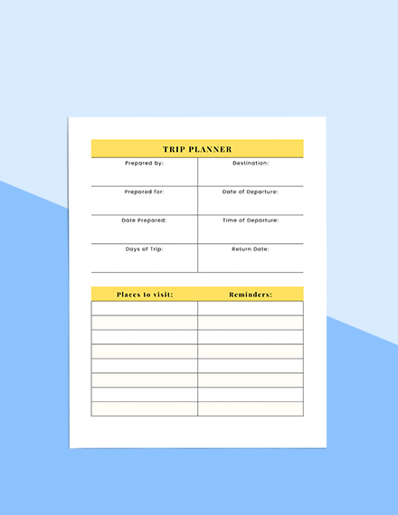 Blank Trip Planner Template - Word, Apple Pages | Template.net