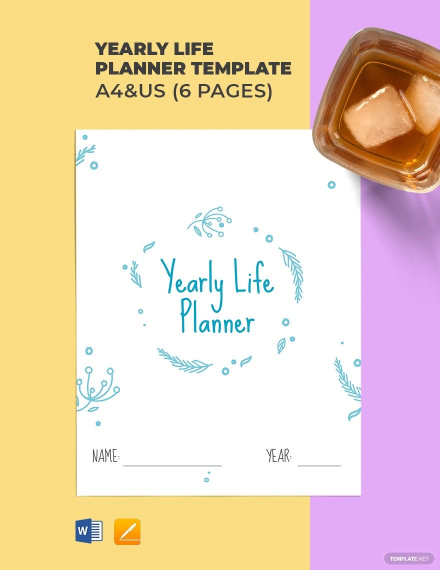 Yearly Life Planner Template Google Docs Word Apple Pages 