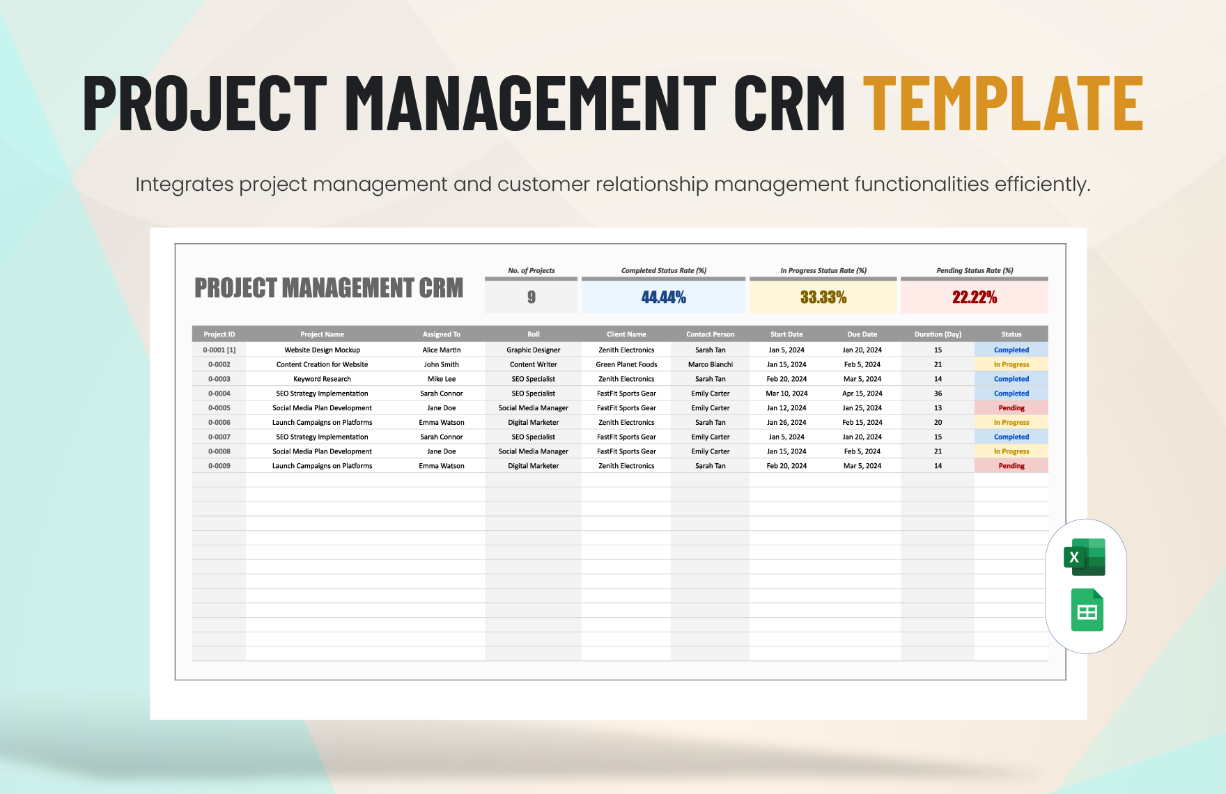 Free Editable Project Templates In Google Sheets To Download