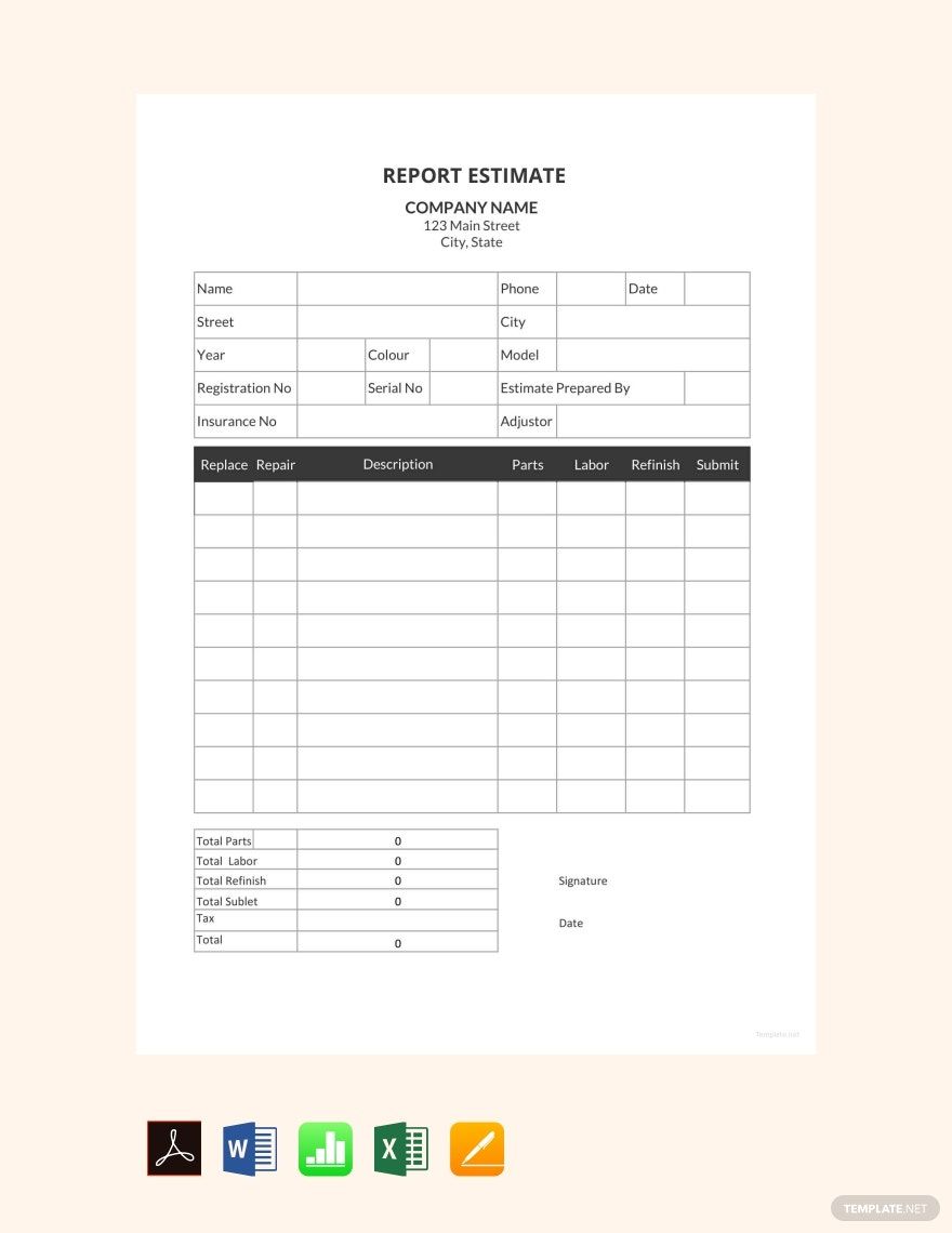 Repair Estimate Google Sheet Templates Free Download Template