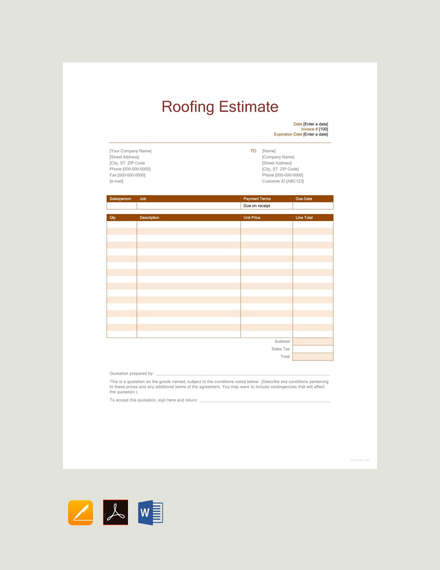 12+ Roofing Estimate Templates - PDF, Docs, Word