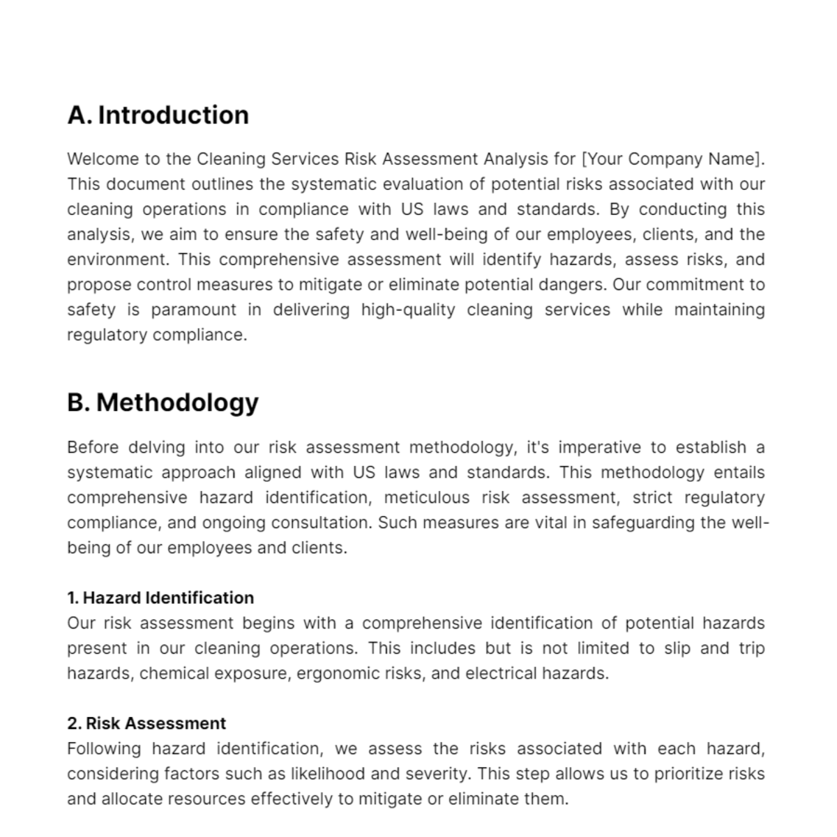 Cleaning Services Safety Meeting Minute Template - Edit Online ...