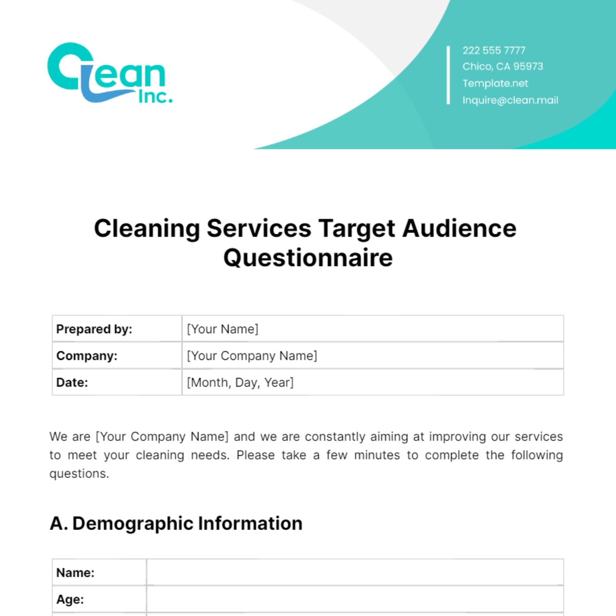 Cleaning Services Campaign Assessment Form Template - Edit Online & Download Example | Template.net