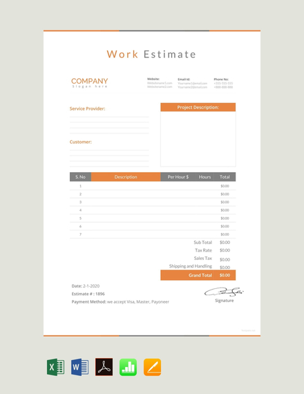 20+ Sample Estimate Templates - Docs, PDF, Excel