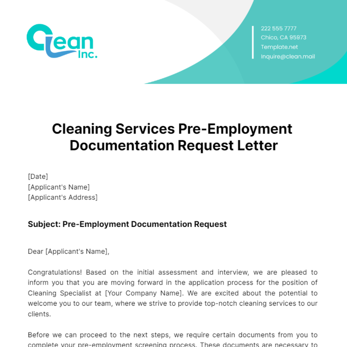 Cleaning Services Offer Acceptance Letter Template - Edit Online ...