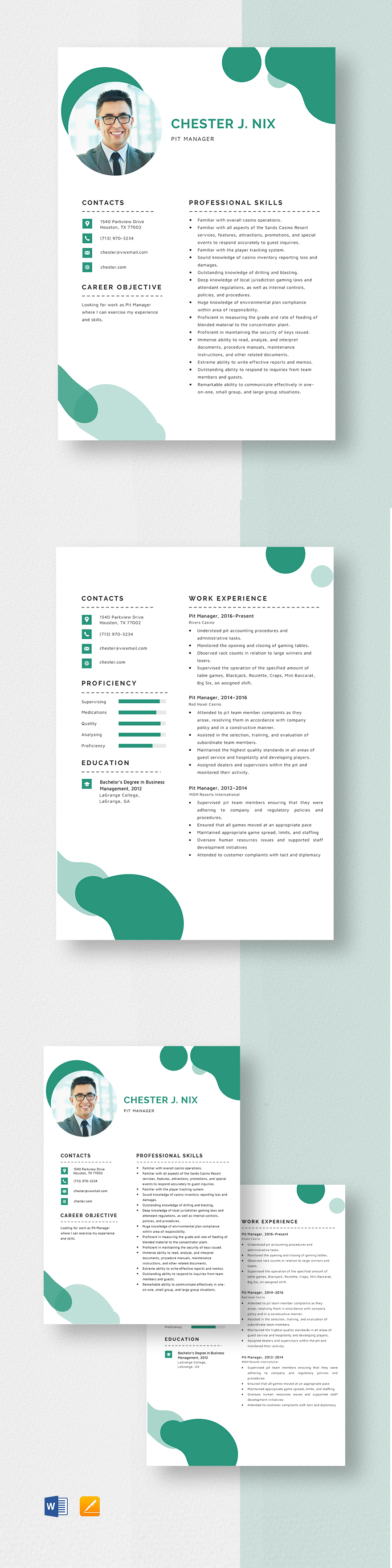 Free Pit Manager Resume Template - Word, Apple Pages | Template.net