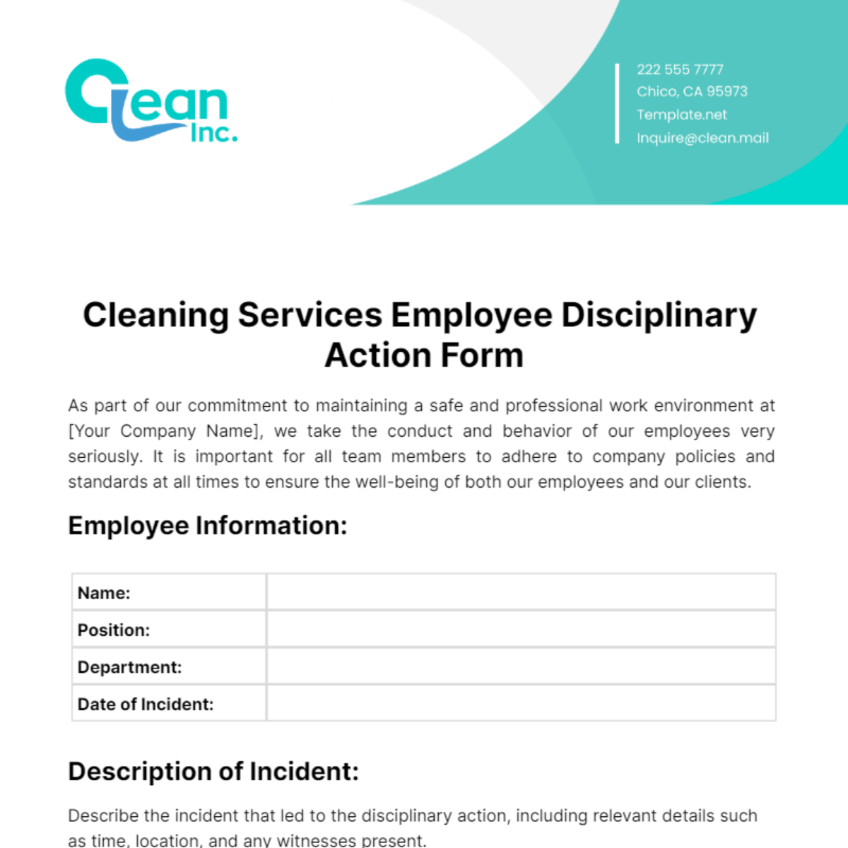 Cleaning Services Onboarding Schedule Letter Template - Edit Online ...