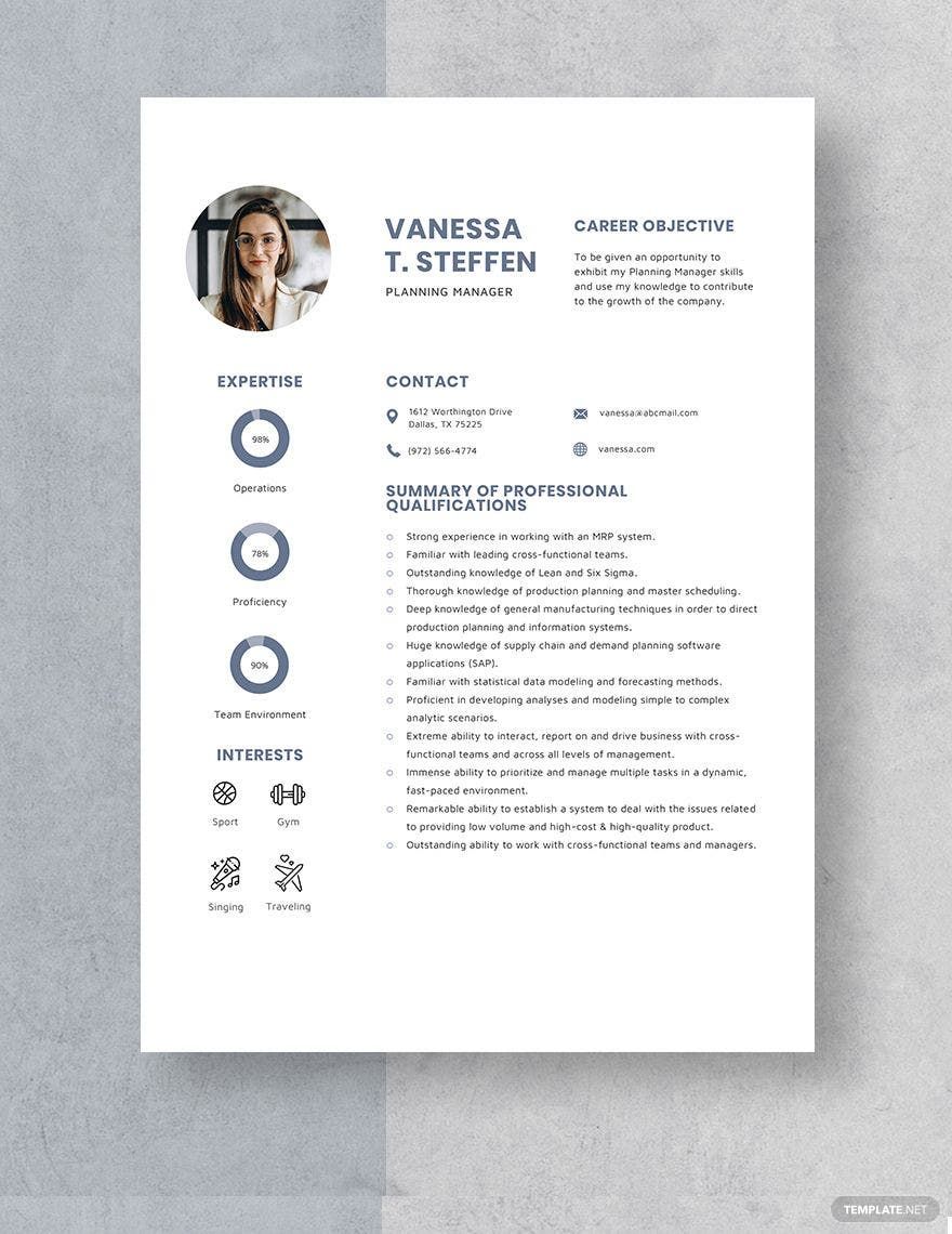 Planning Manager Resume Download In Word Apple Pages Template Planning Manager Resume Download In Word Apple Pages Template
