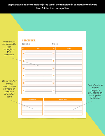 College Student Planner Template Word Apple Pages PDF Template