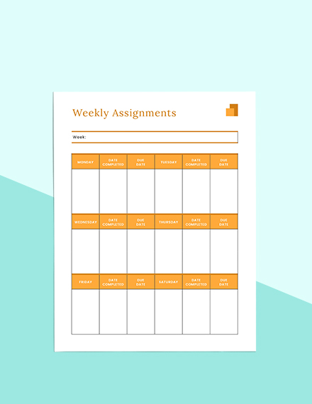 Weekly College Planner Template Word Apple Pages Template