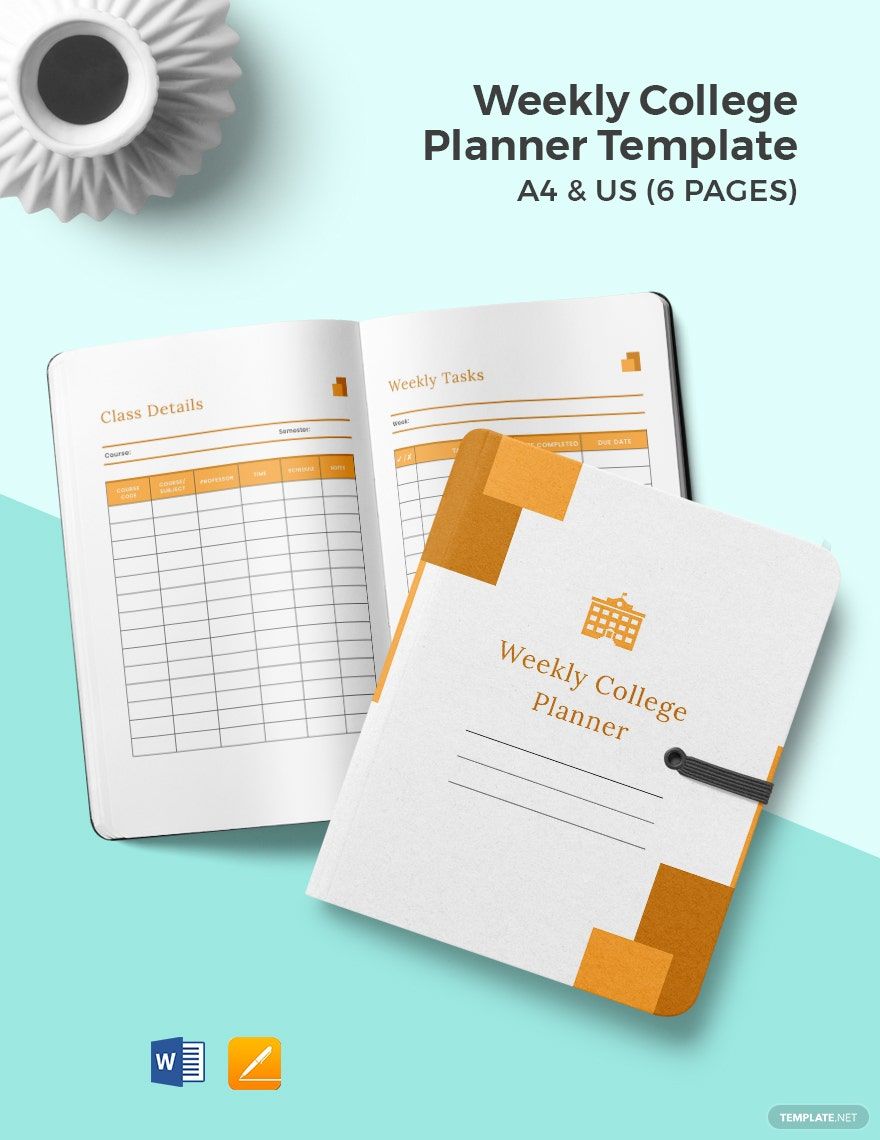 Sample Weekly Academic Planner Template Google Docs Word Apple 