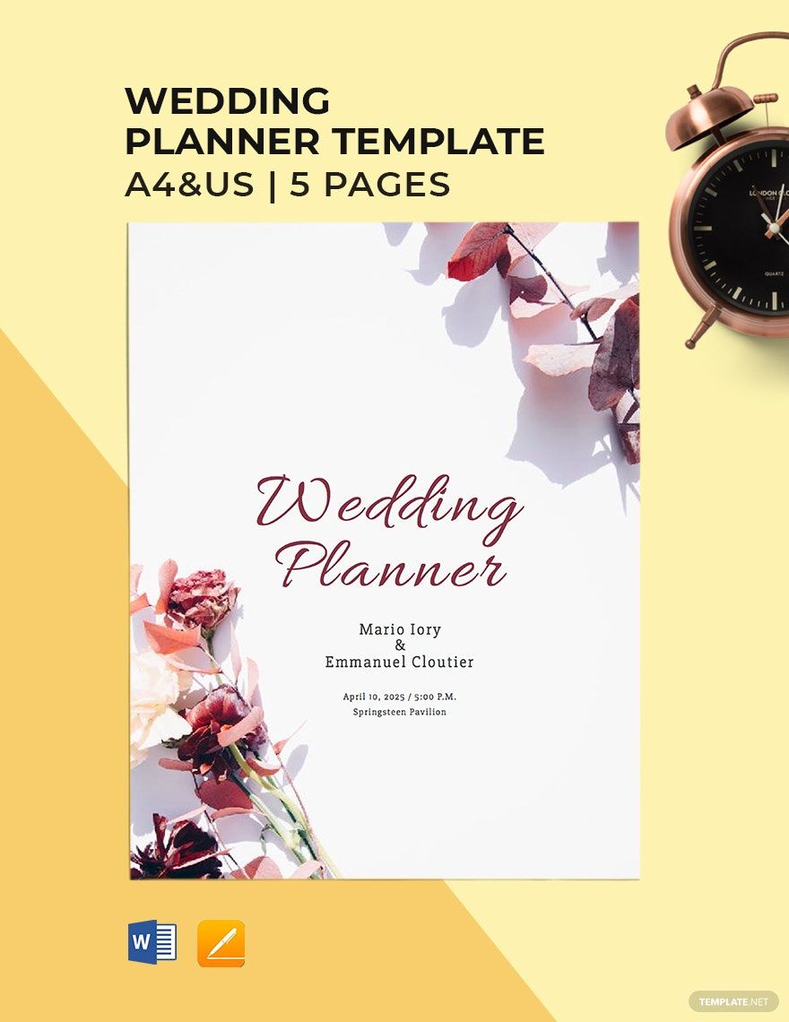 Blank Wedding Planner Template Word Apple Pages PDF Template