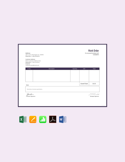 31+ Work Order Formats - Word, PDF, Docs