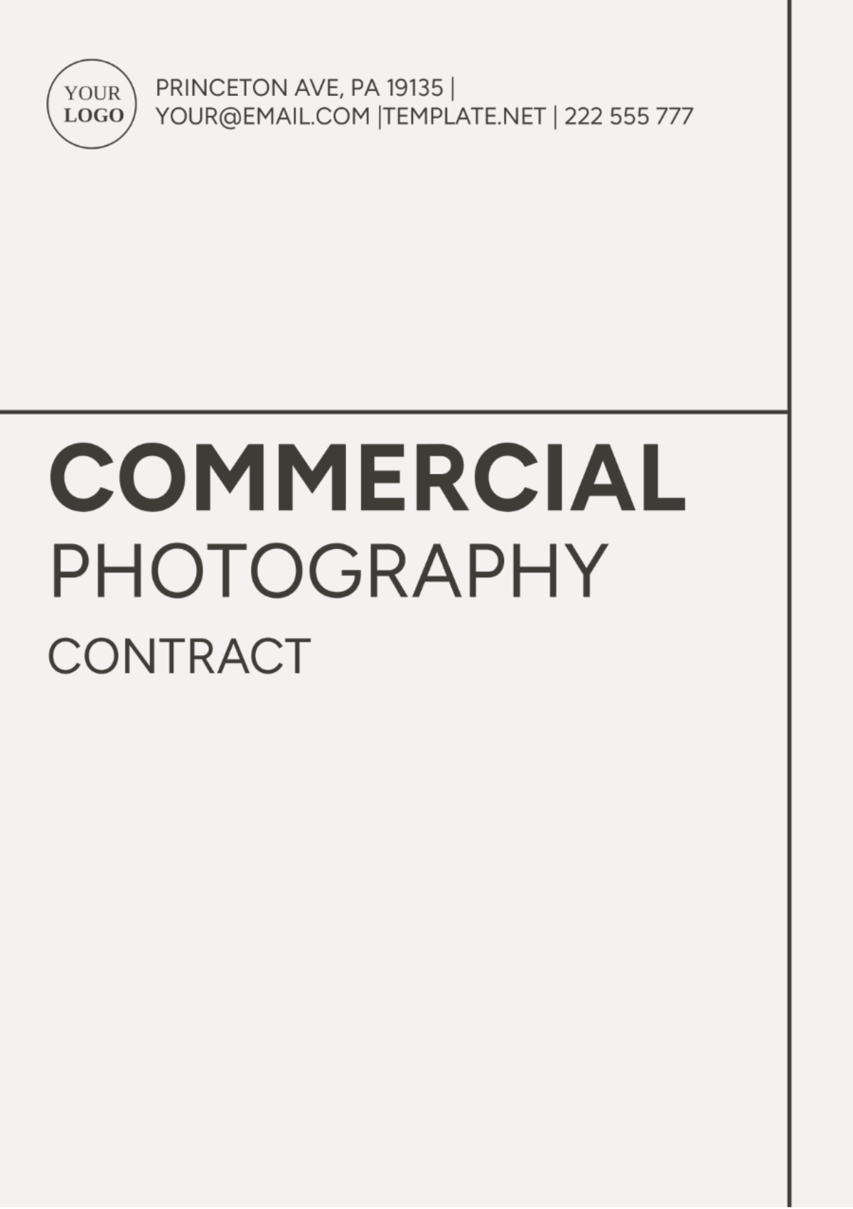 Free Commercial Photography Contract Template To Edit Online