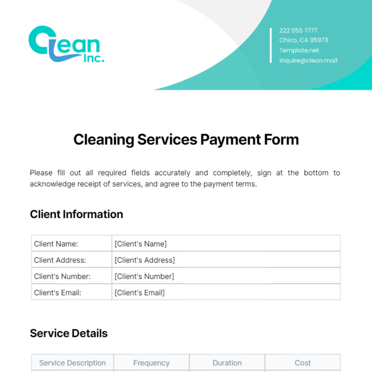 Cleaning Services Performance Metrics Rubric Template - Edit Online ...