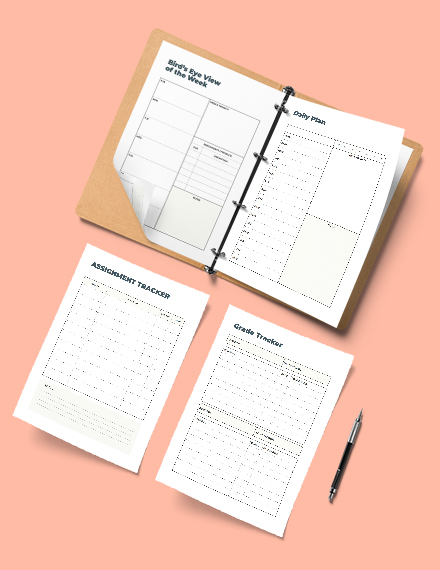 School Course Planner Template Word Apple Pages Template