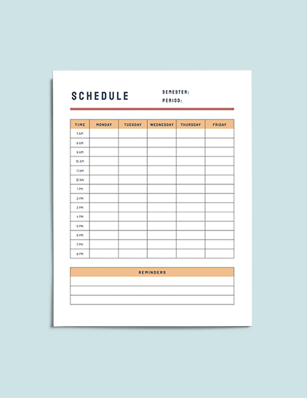 University Course Planner Template Word Apple Pages Template